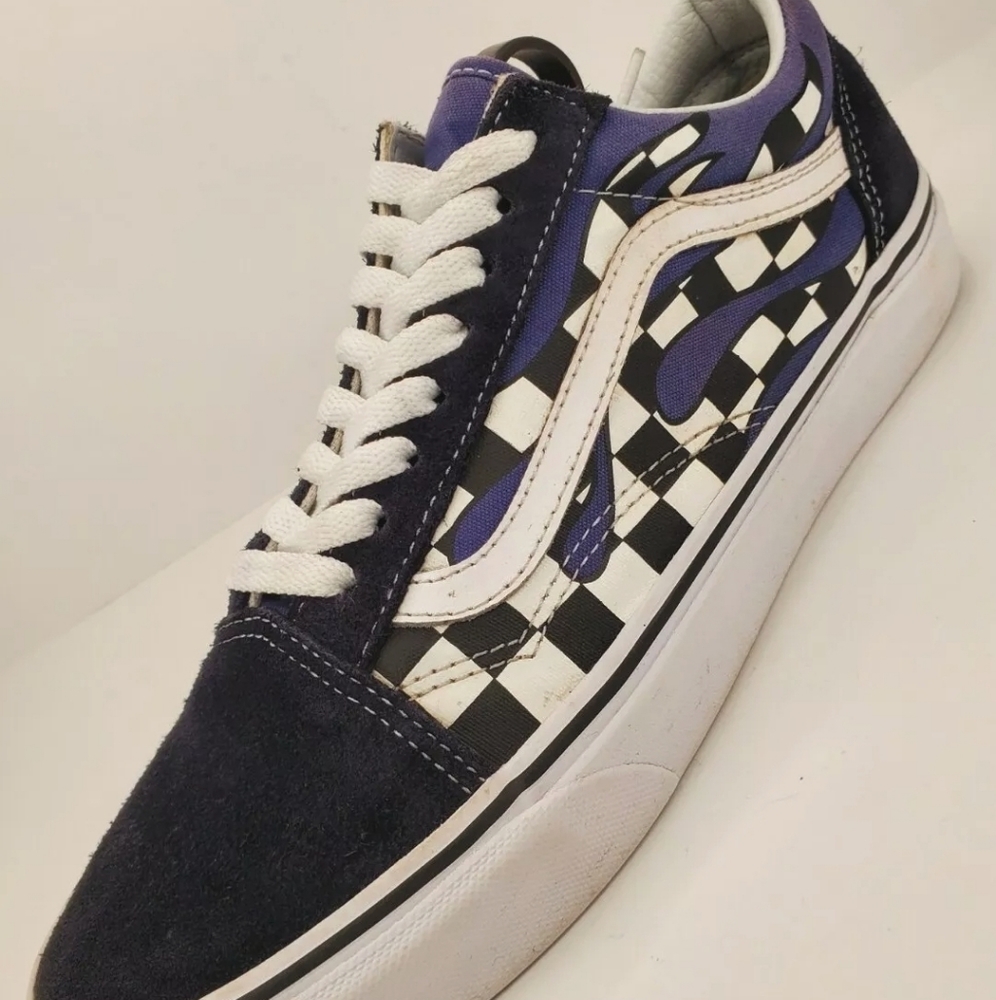 Vans Classic Old Skool Checker Flame White Navy Vn0a3… - Gem